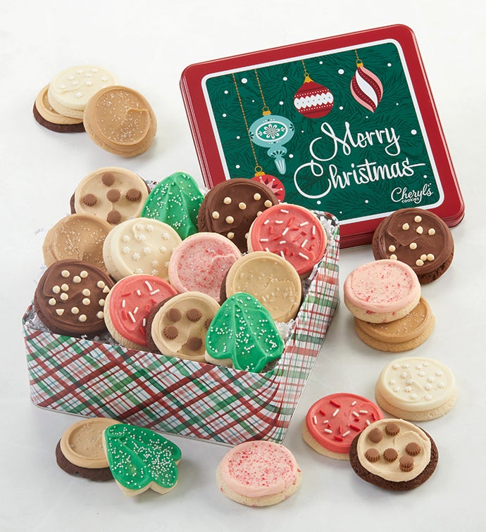 Grand Merry Christmas Gift Tin - Frosted Assortment | Cheryl’s